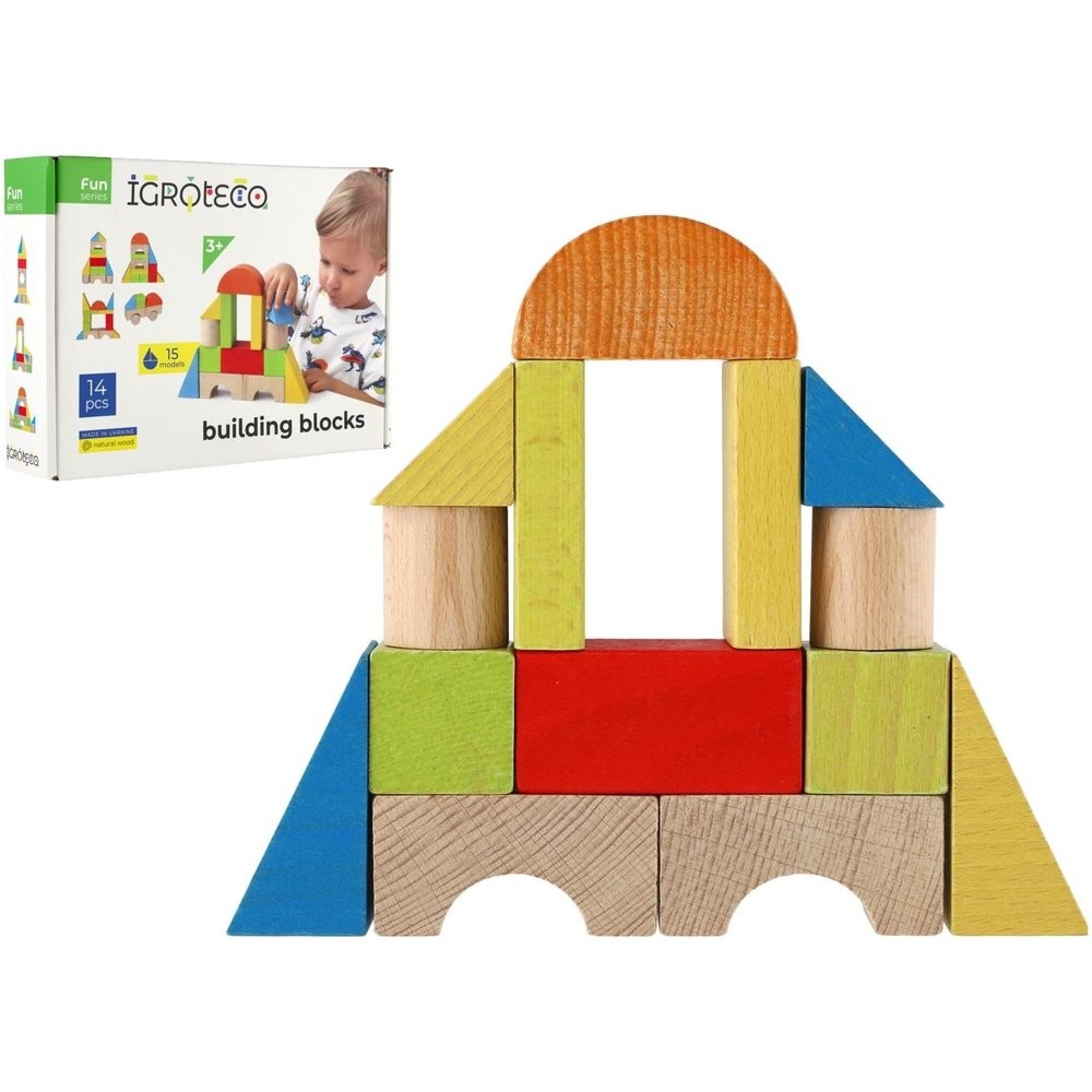Kostky stavebnice dřevo 14ks | DetskyEshop.cz