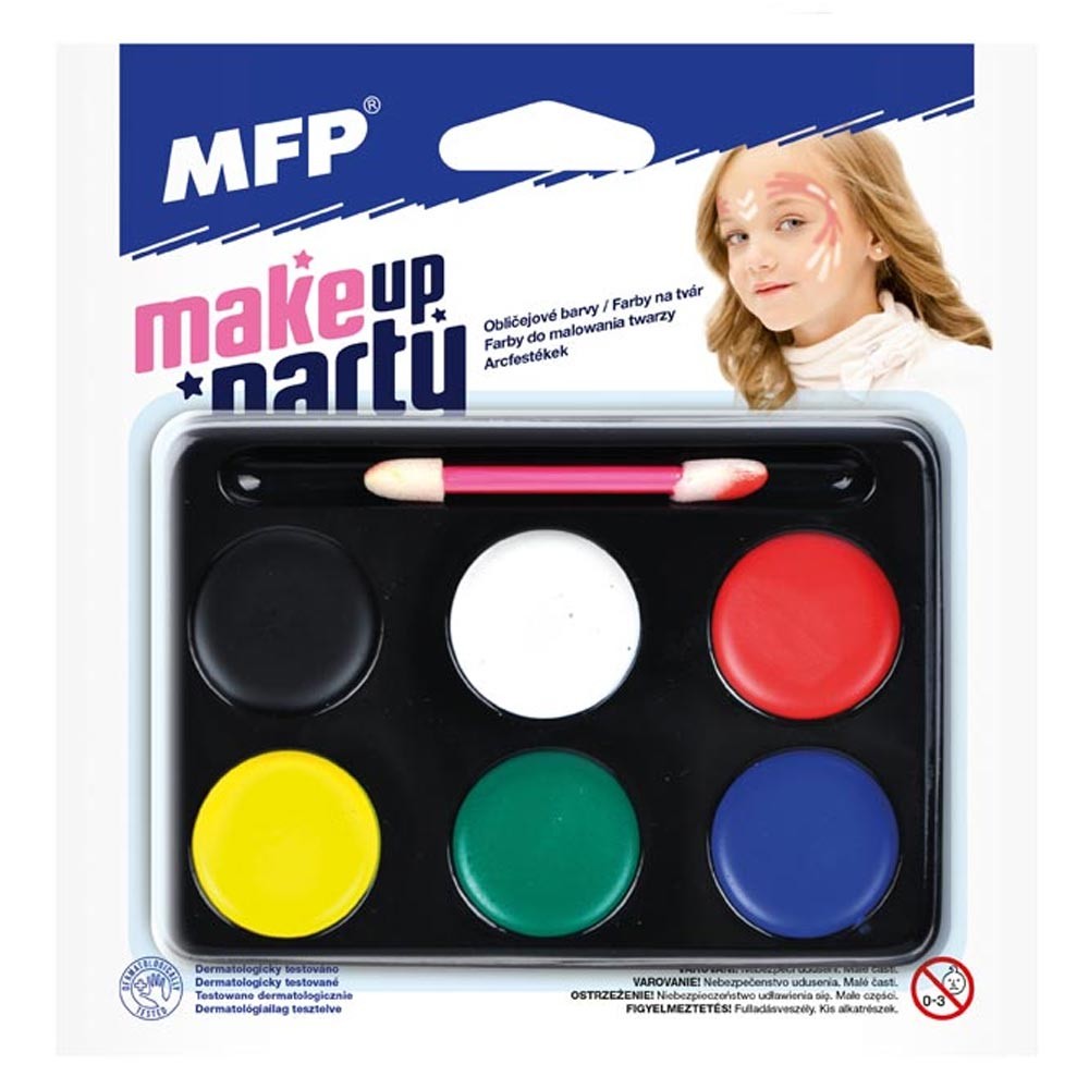 Barvy na obličej se štětečkem - 6 ks barev | DetskyEshop.cz
