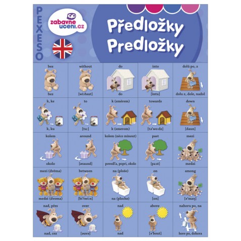Pexeso - předložky anglické | DetskyEshop.cz